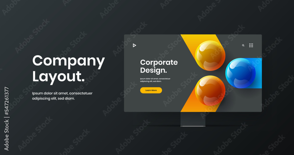Amazing computer monitor mockup landing page concept. Isolated website ...
