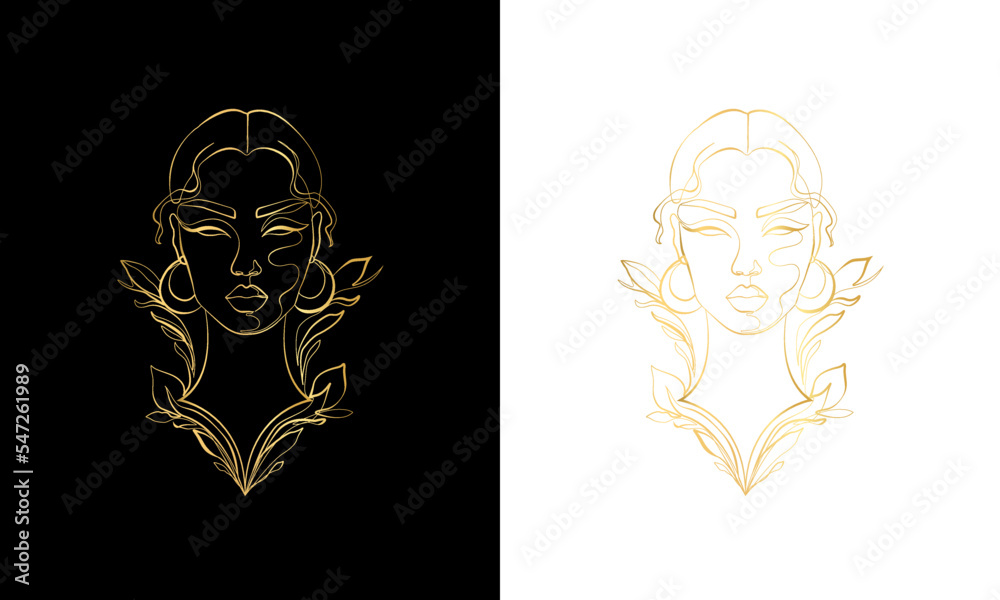 Line Drawing Woman Face Prints Bohemian Flowers Wall Art Decor