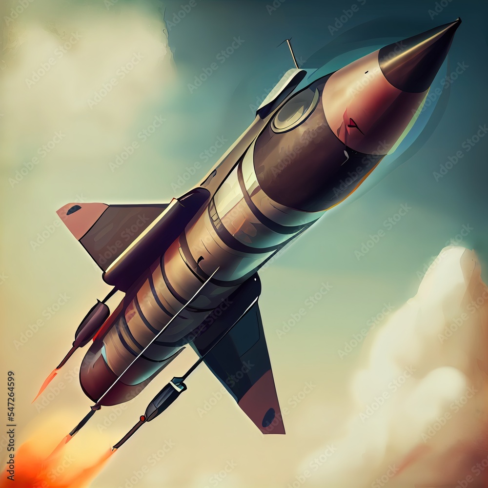 Cartoon style guided airborne missile Stock Illustration | Adobe Stock