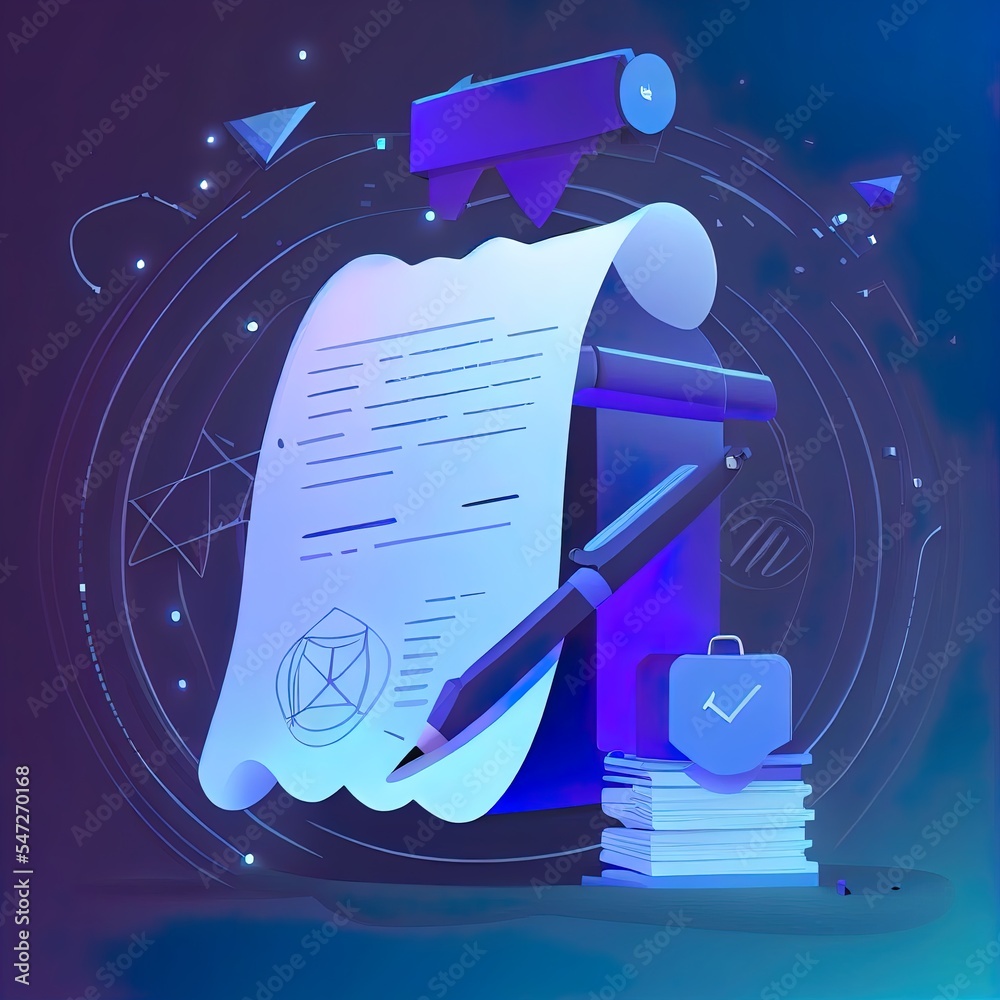 Contract, great design for any purposes. 3d 2d illustrated render ...