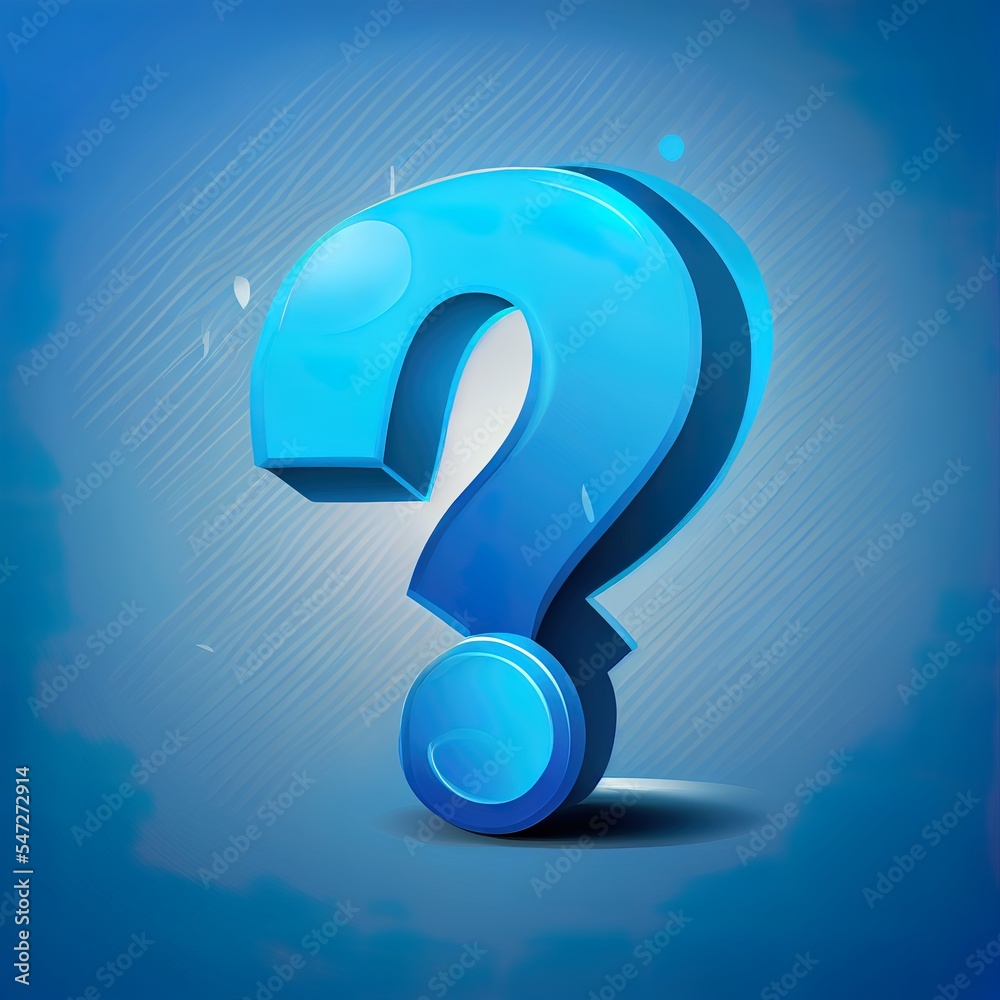Realistic 3d blue question mark 2d illustrated Illustration ilustração ...