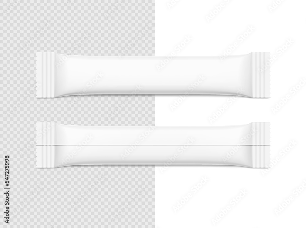 Blank stick package mockup set. Front and back view. Vector ...