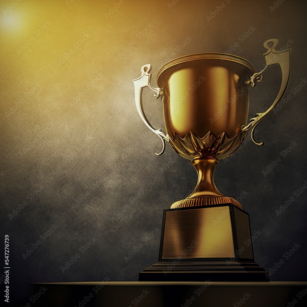 Gold trophy cup prize winner with copy space Stock Illustration | Adobe ...