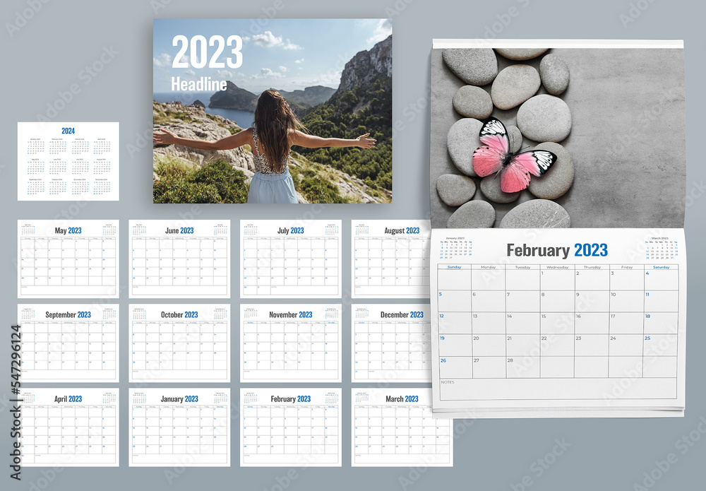 2023 Calendar Layout Stock Template | Adobe Stock