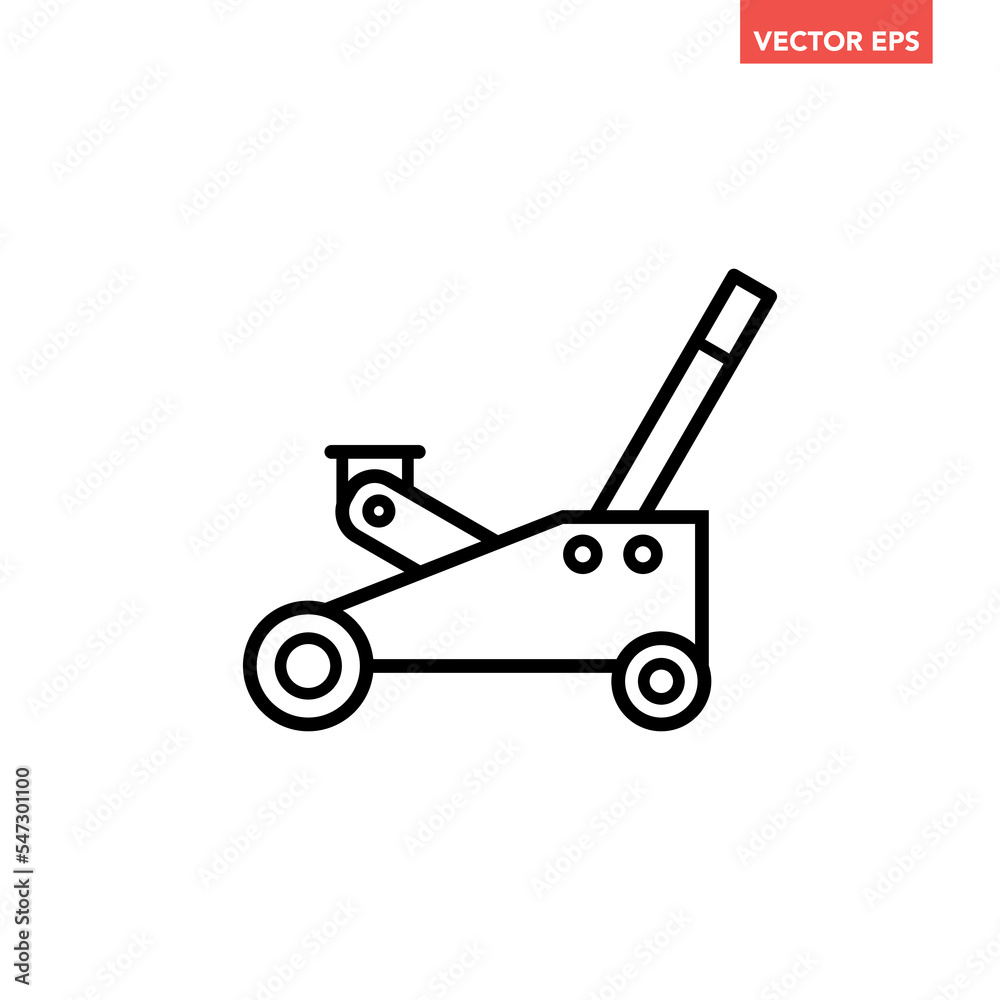 Black single floor jack line icon, simple outline supporting tool flat ...