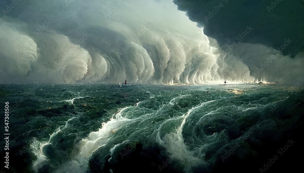 Spectacular scenery of gigantic tsunami-like wave at sea and ...