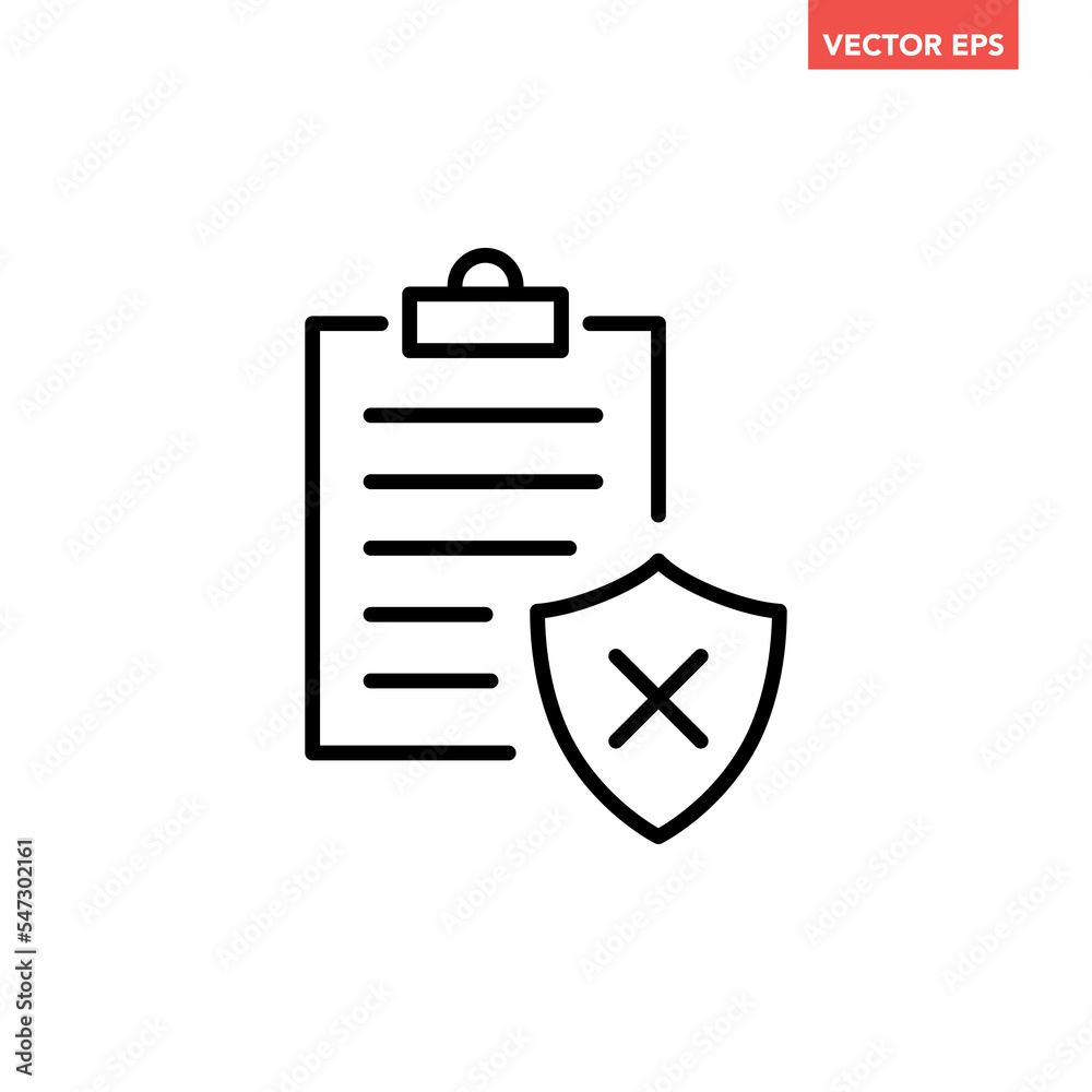 Black single office policy not approved line icon, simple outline ...