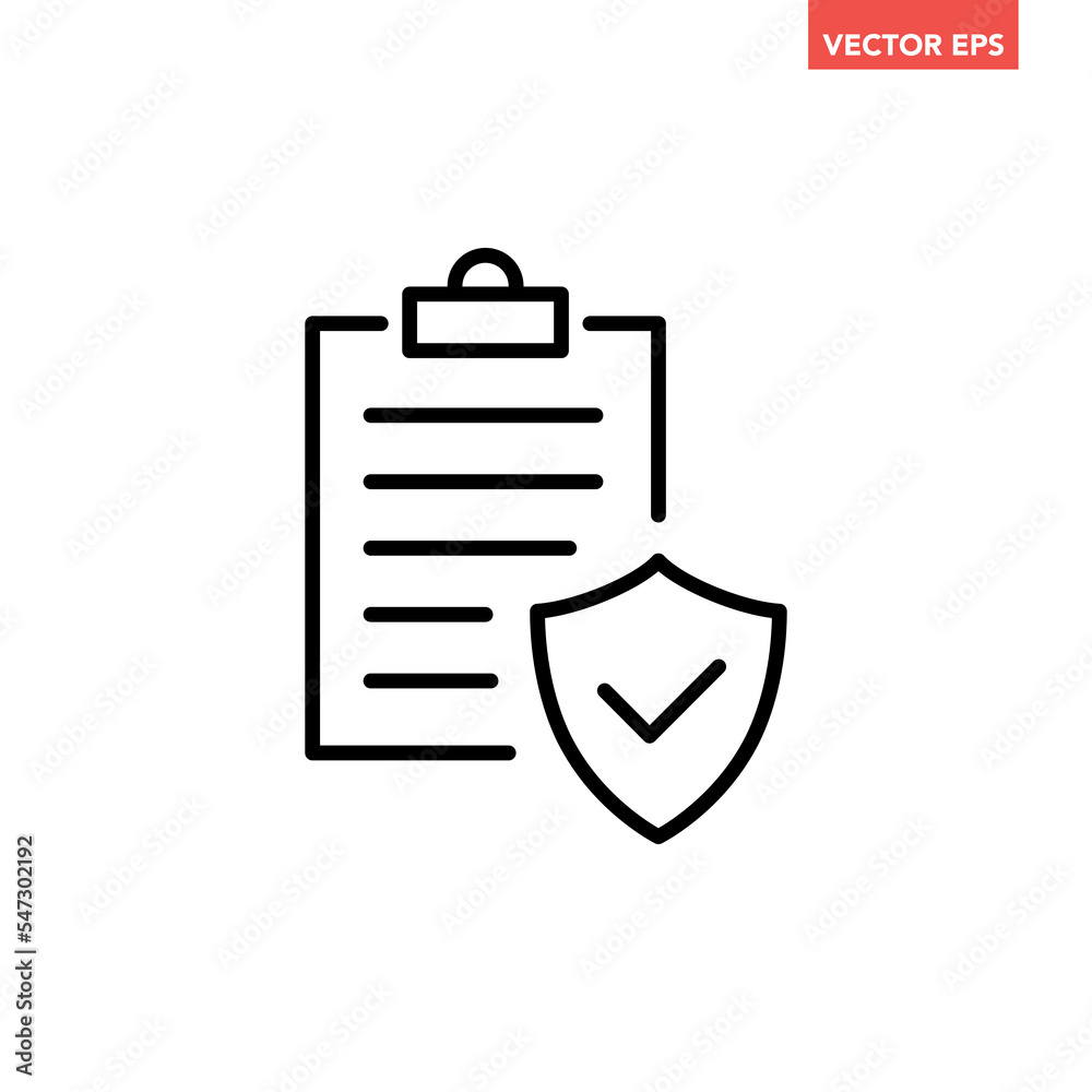 Black single office paper policy approved line icon, simple outline ...