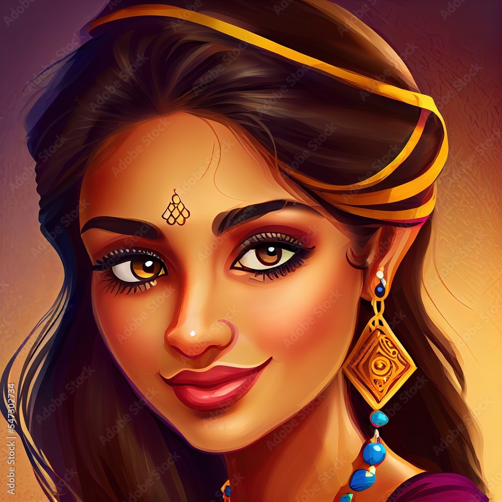 Indian Female Cartoon Character, Indian Beautiful Girl Stock ...