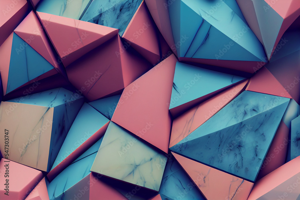 3d Triangular Geometric Marble Tile Design Pattern. 3d Random ...