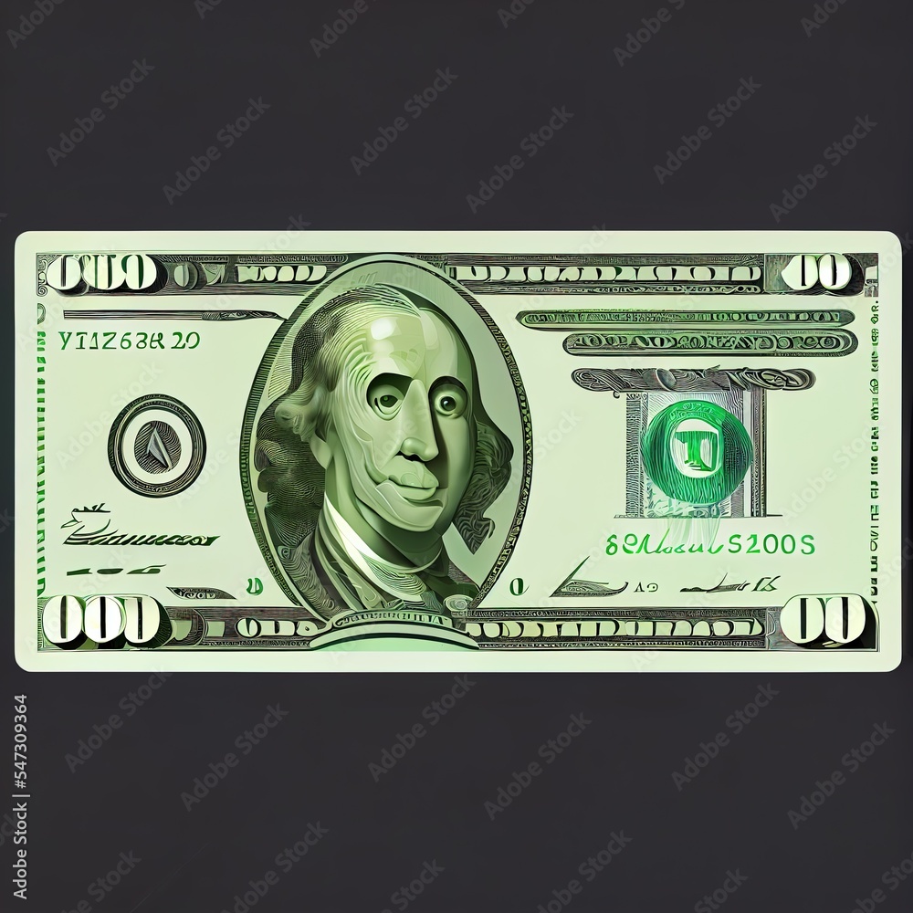 Dollar bill. Green 3d render american money. Dollar banknote in cartoon ...