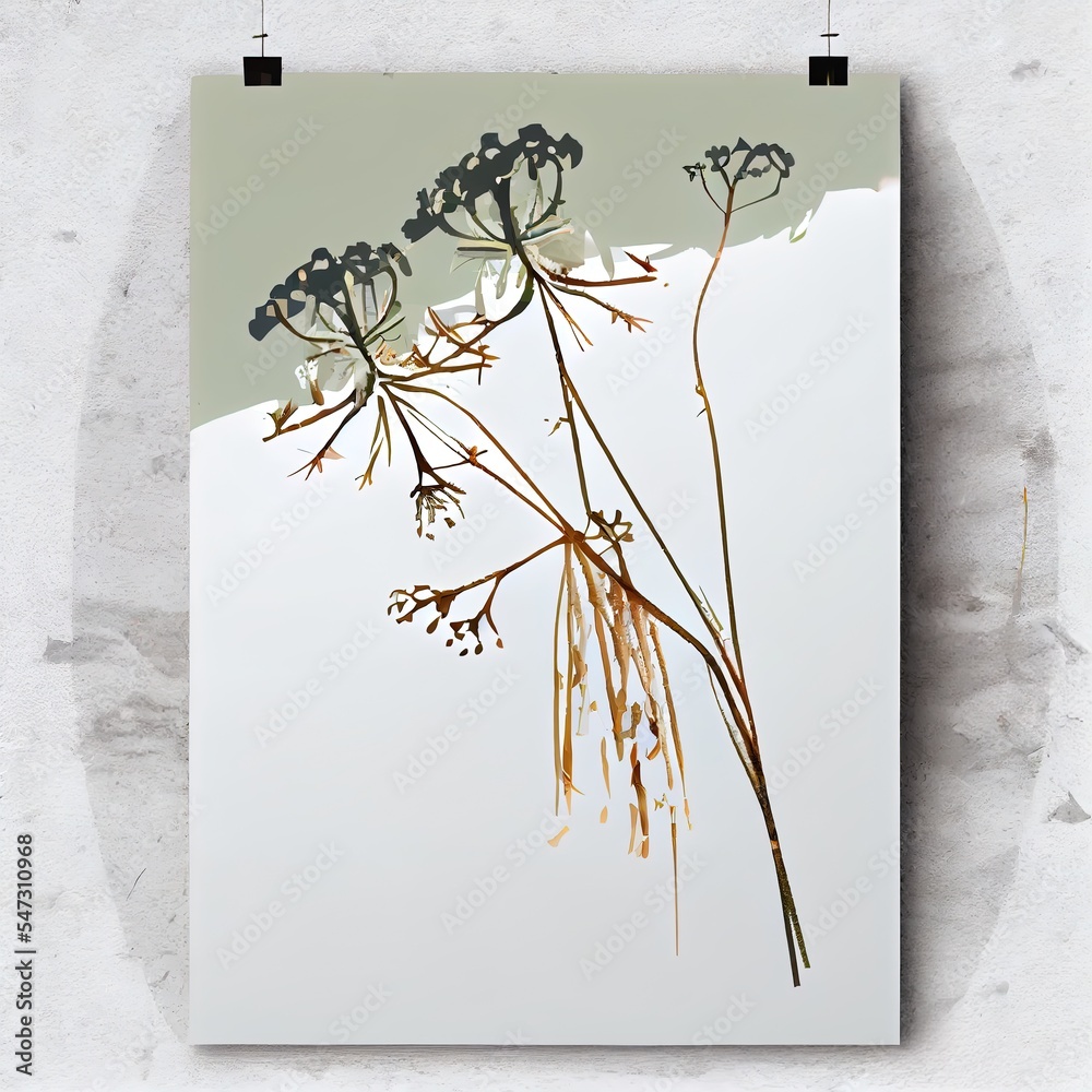 cow parsley plant with broken stems dried up in winter time weed in ...