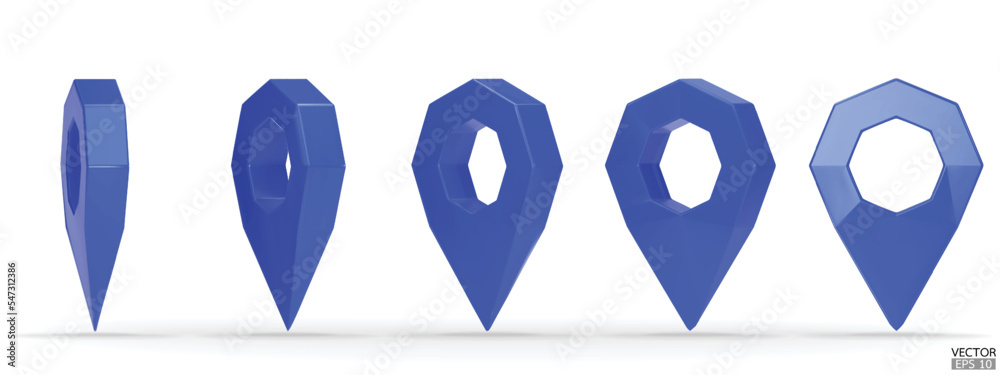 Set of map pointer isolated on white background. Blue location pin or ...