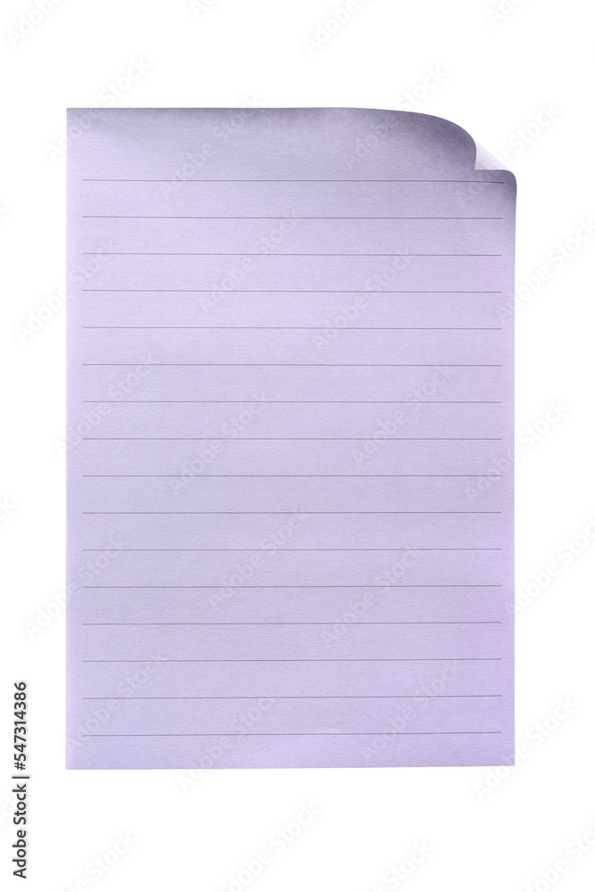 Lined white note paper notepad page sheet isolated transparent ...
