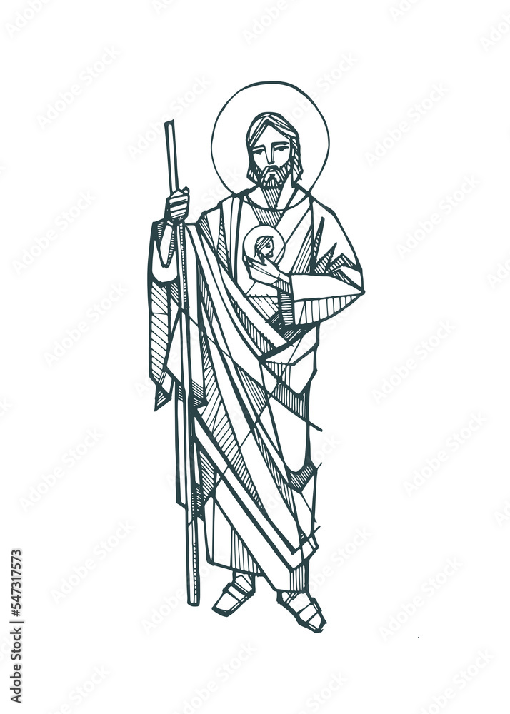 Photo & Art Print Hand drawn illustration of St Jude Thaddeus ...
