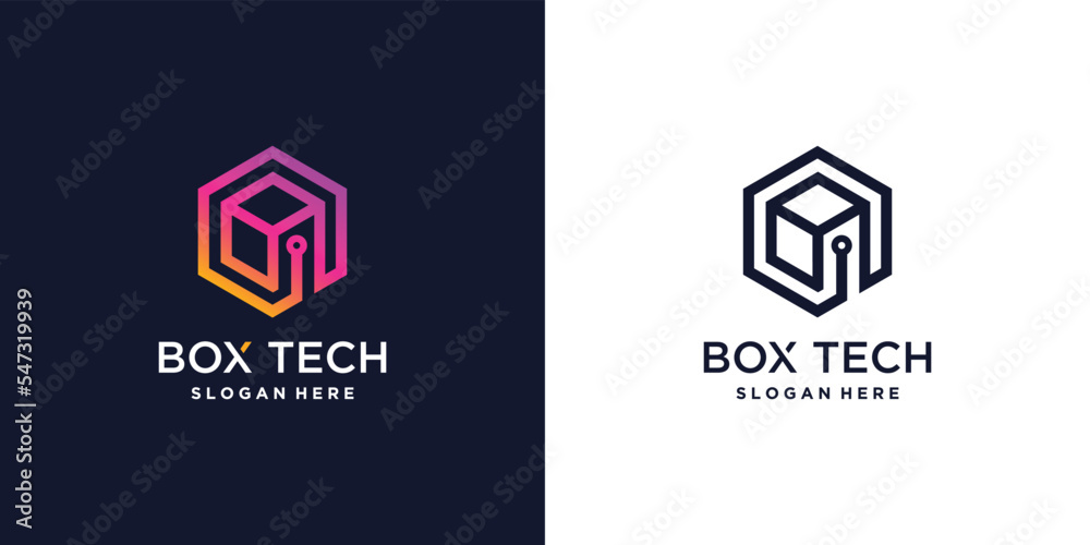 Box tech logo design with modern concept Stock Vector | Adobe Stock