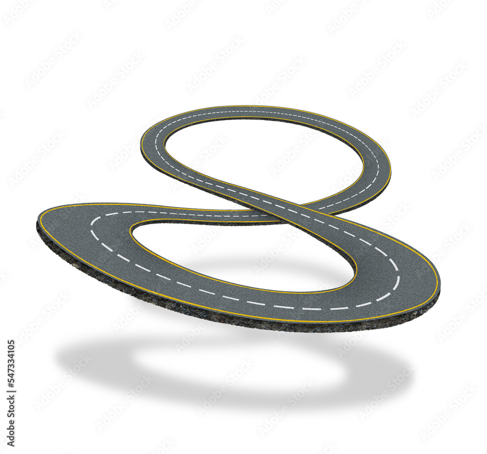 Infinity symbol 3d road. endless road illustration design isolated on ...