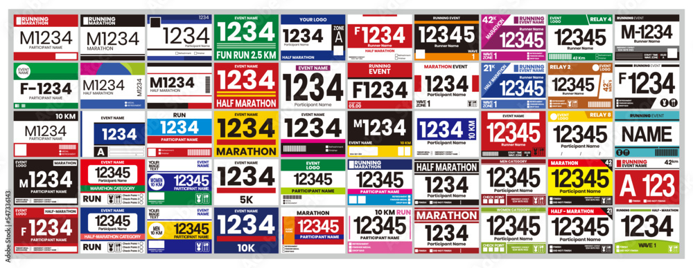 A runner or athlete chest number modern minimalist design concept. Also ...