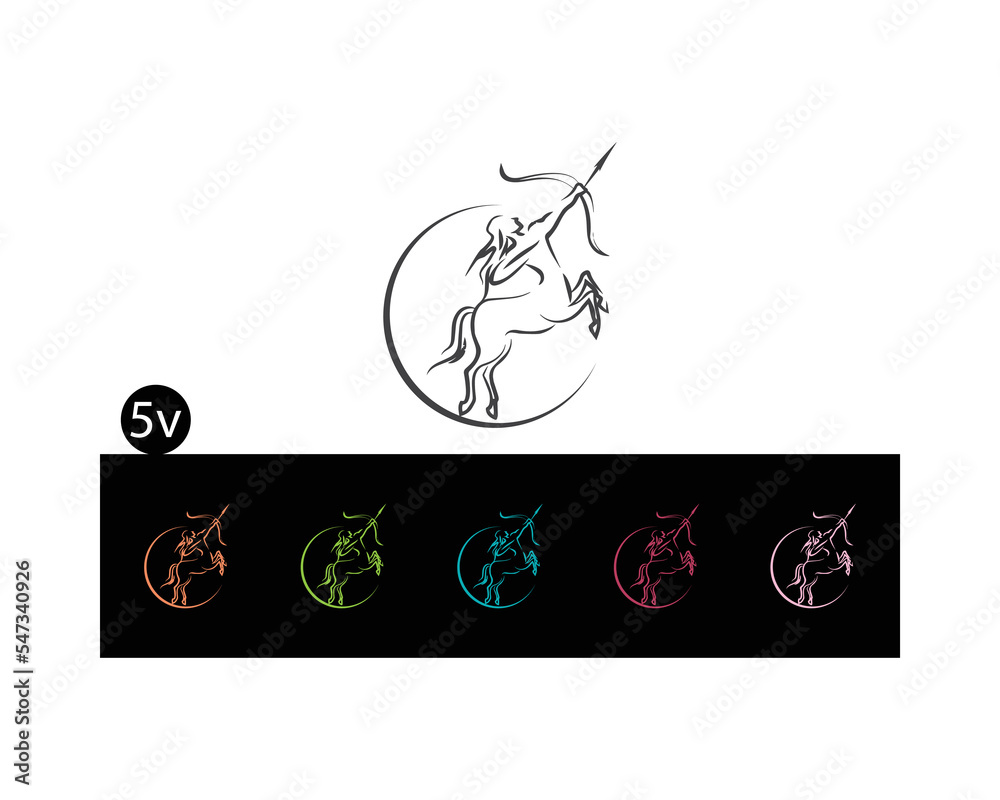 Centaur Archer, mythology creature, Sagitarius Zodiac Sign vector logo ...