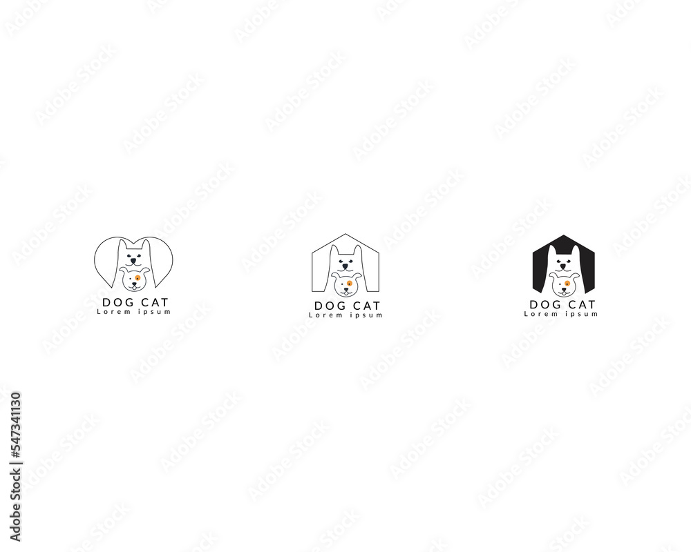Dog and cat house home logo design template, pet love logo design ...