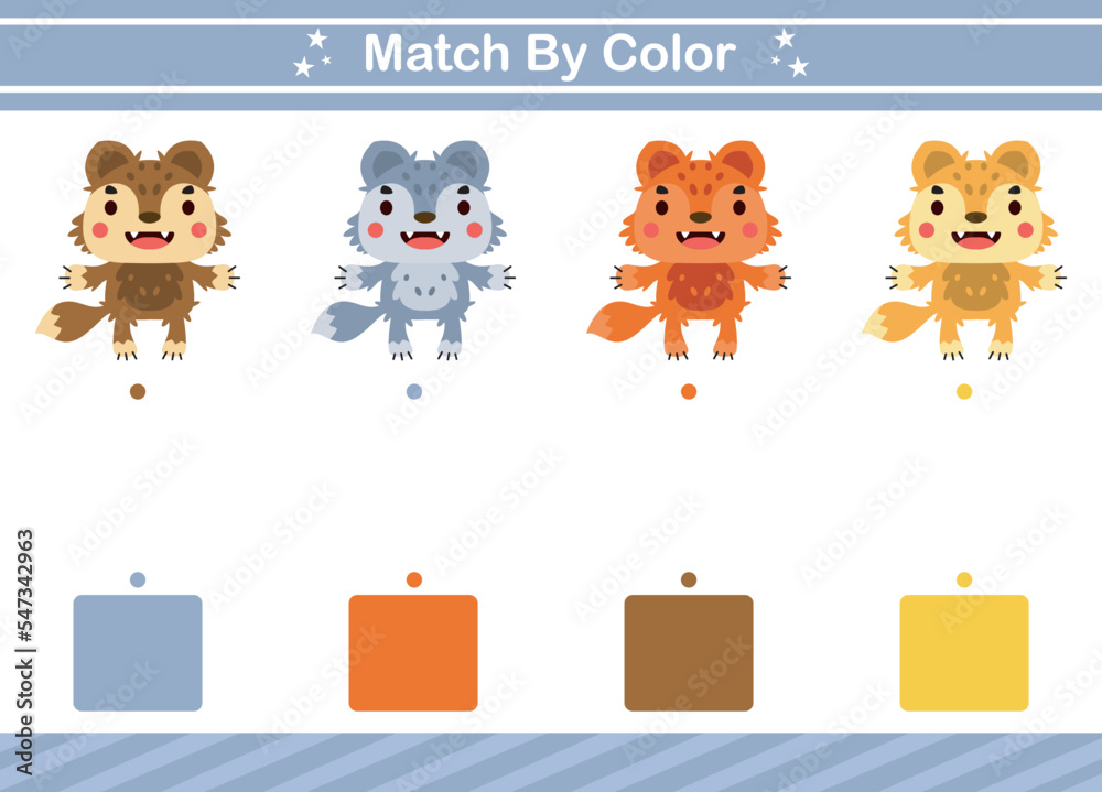 Match by color of animal Educational game for kindergarten Matching ...