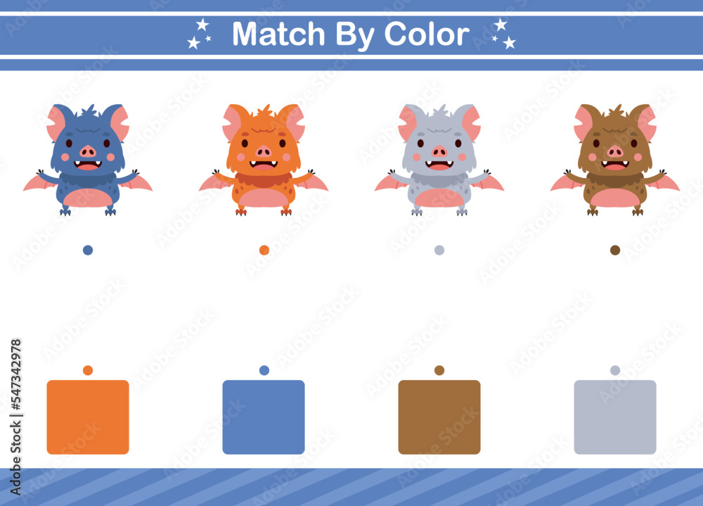 Match by color of animal Educational game for kindergarten Matching ...