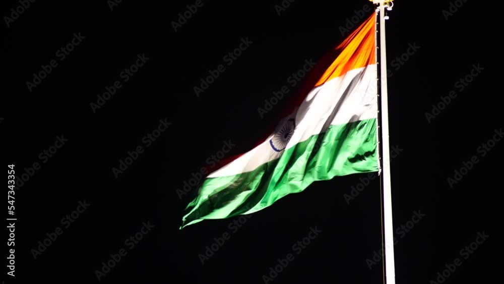 Indian tri color with saffron green white and ashoka chakra waving in ...