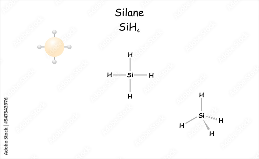 Stylized molecule model/structural formula of monosilane. Stock Vector ... Stylized molecule model/structural formula of monosilane. Stock Vector ...