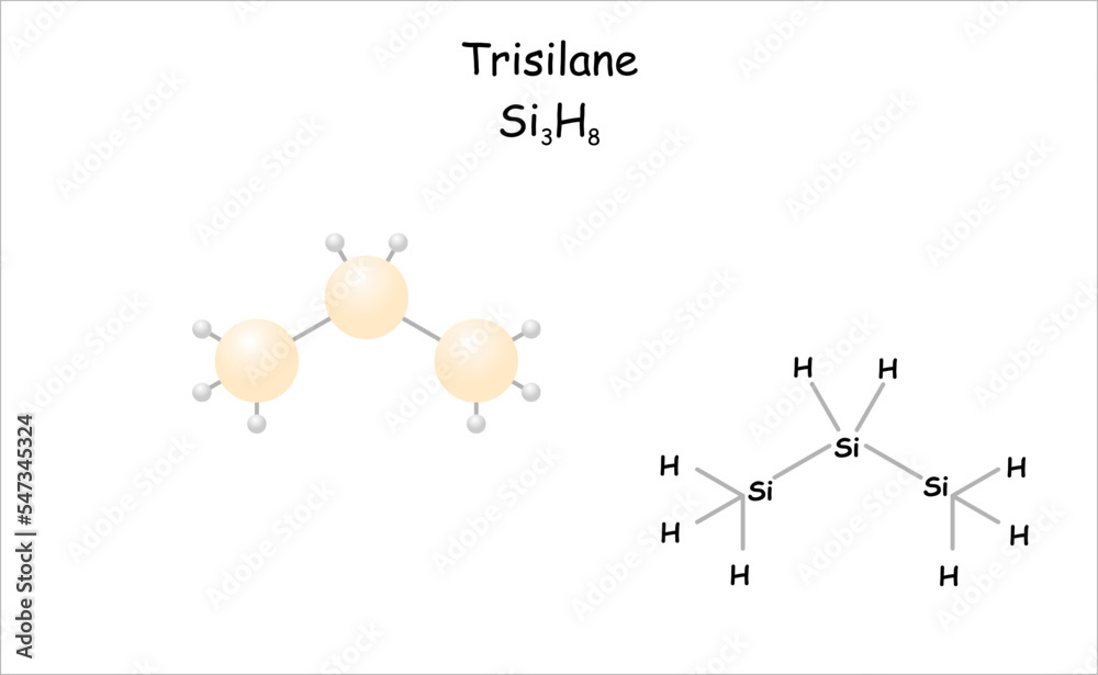 Stylized molecule model/structural formula of trisilane. Stock Vector ...