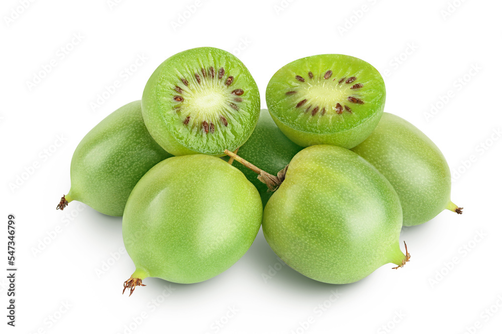 mini kiwi baby fruit or actinidia arguta isolated on white background ...