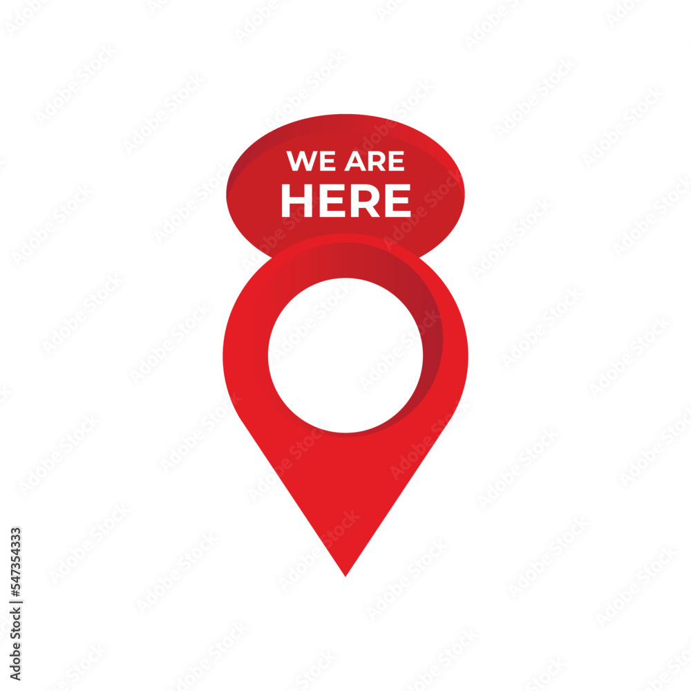 3d red we are here map point Stock Vector | Adobe Stock