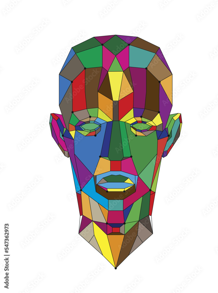 Vetor do Stock: Human head created in low poly style. Man face polygon ...