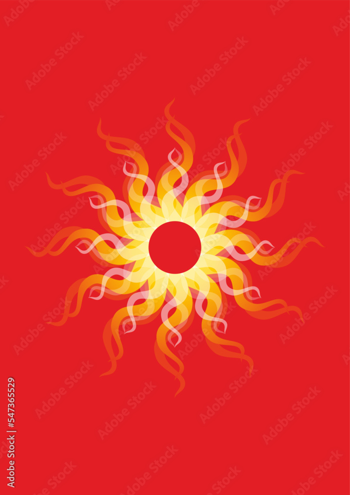 Sun illuminating warmth and heat vector, isolated sunburst, solar ...