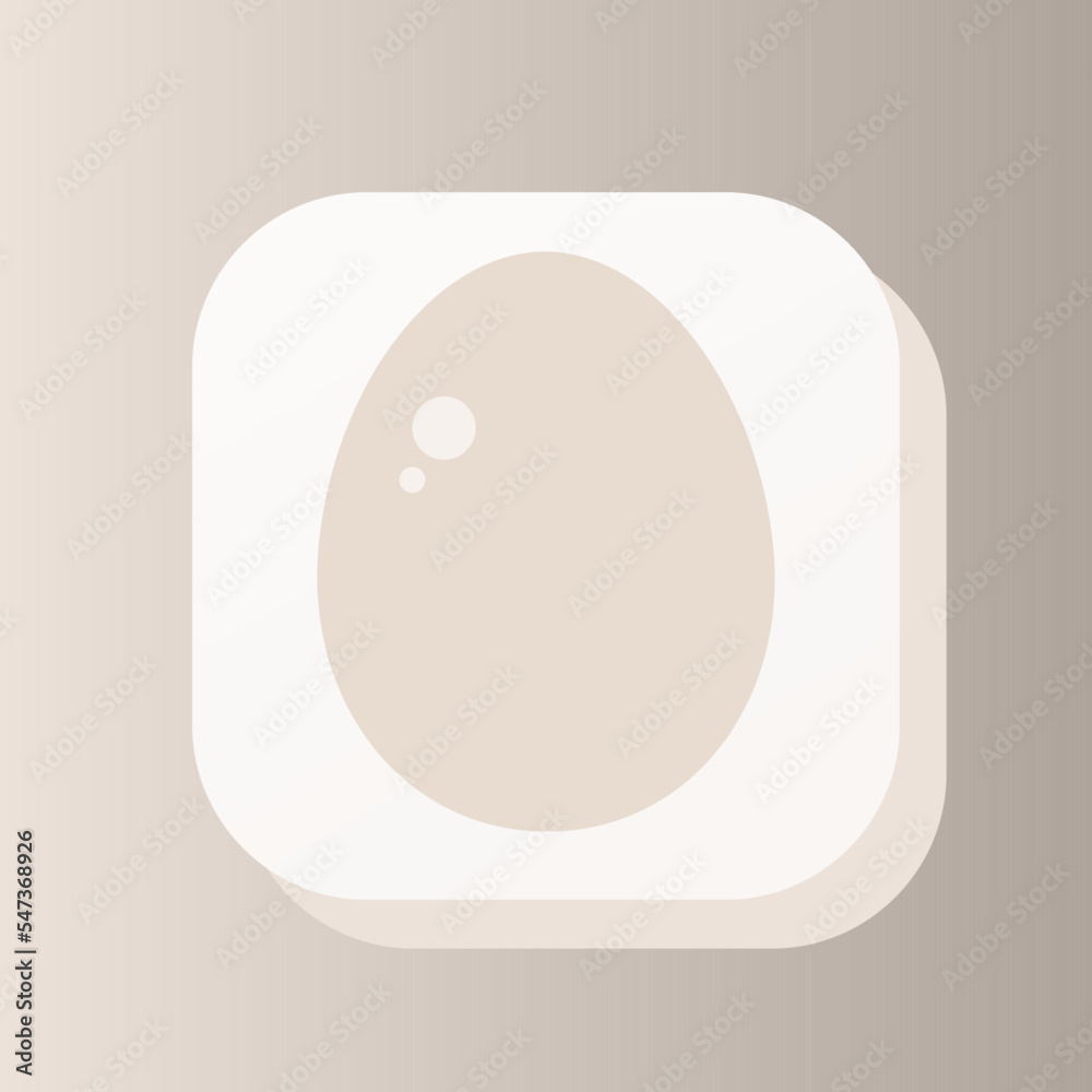 Animal egg 3d button outline icon. Healthy nutrition concept. White egg ...