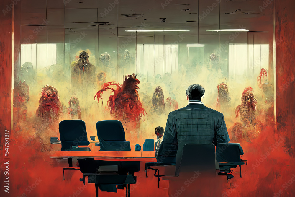 Government officials sitting in a meeting room witnessing and talking ...