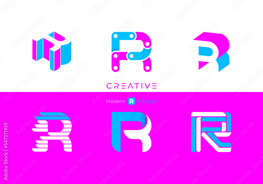 Letter R, modern alphabet, fonts, characters design, vector ...