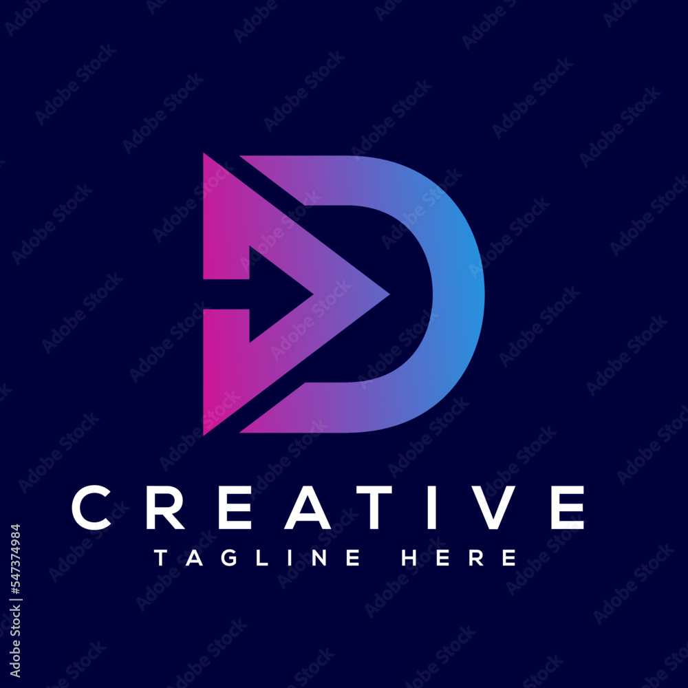 Letter d arrow logo. technology modern gradient logo. Stock Vector ...