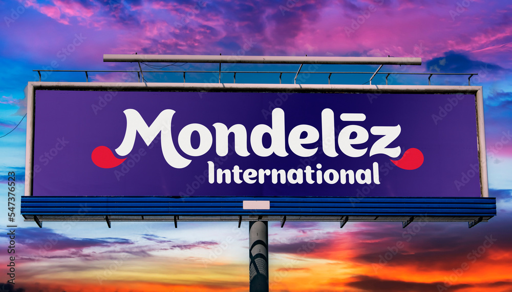 Foto de Advertisement billboard displaying logo of Mondelez Internat ...