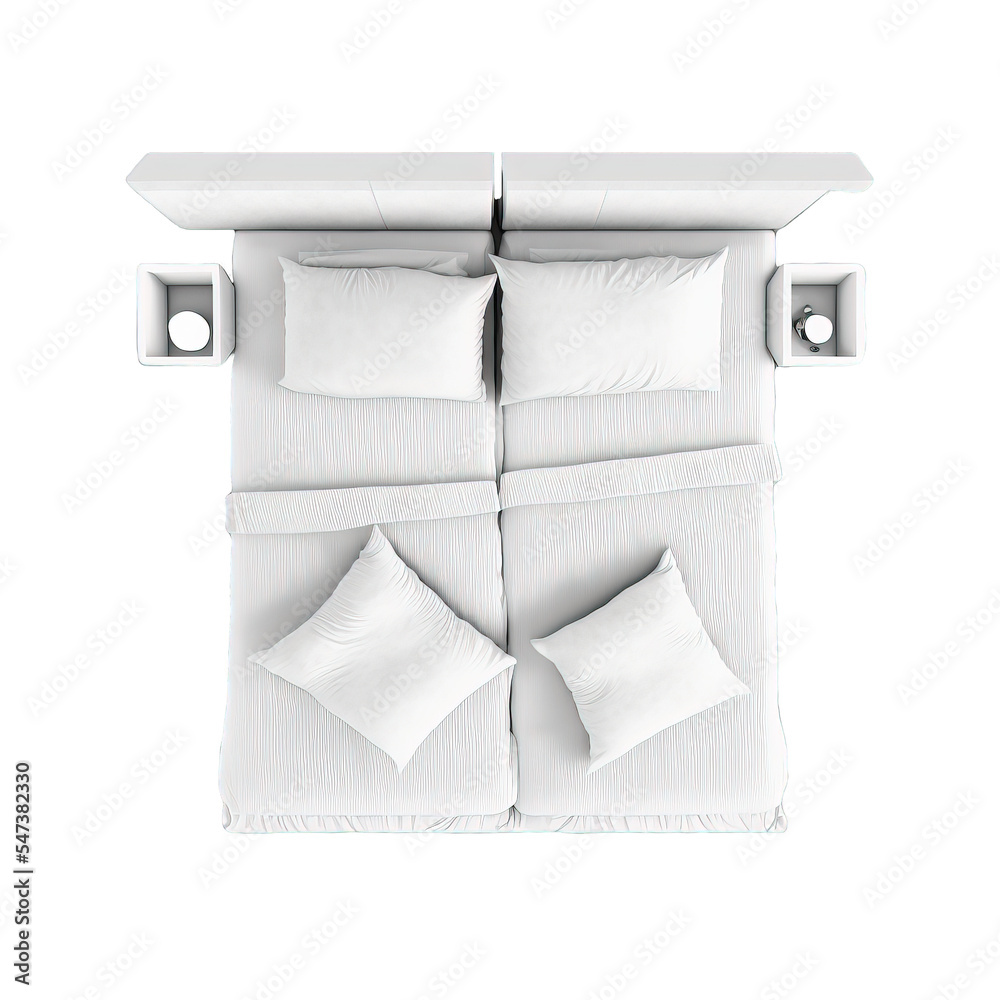 Double bed top view illustration design art on transparent background ...