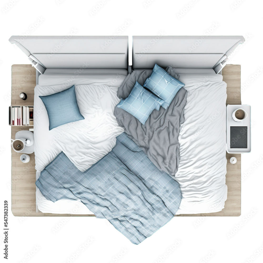Double bed top view illustration design art on transparent background ...