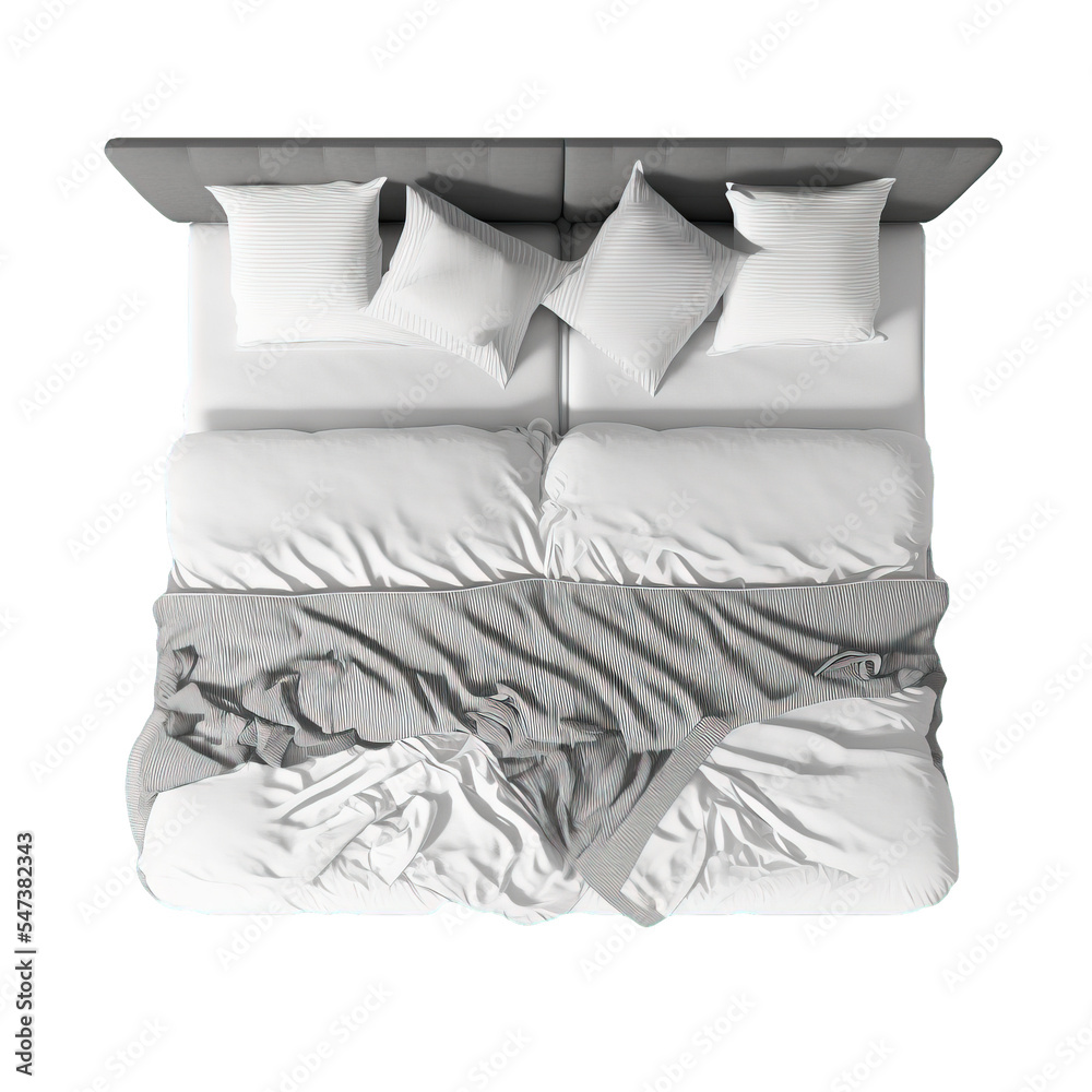 Double bed top view illustration design art on transparent background ...