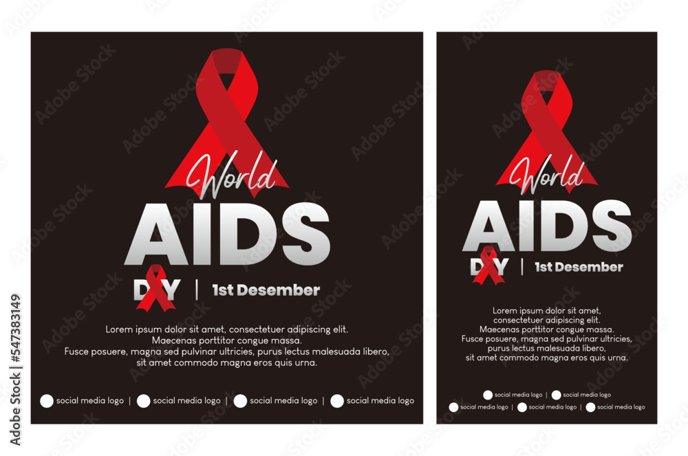 World AIDS Day Social Media Flyer Poster Template. Square Feed and ...