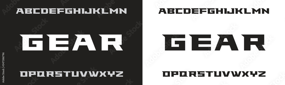 GEAR Elegant Modern alphabet letters font. Classic Tech Lettering ...