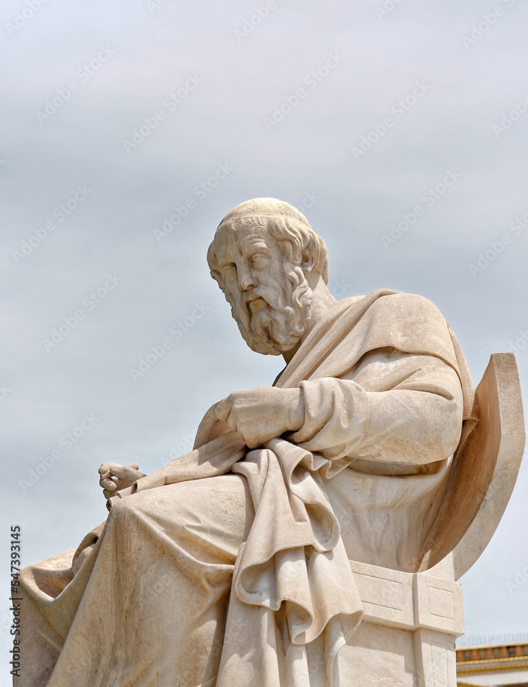 Plato the ancient Greek philosopher's marble statue. Culture travel in ...