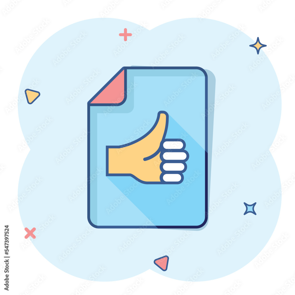 People hand with check mark icon in comic style. Accept cartoon vector ...