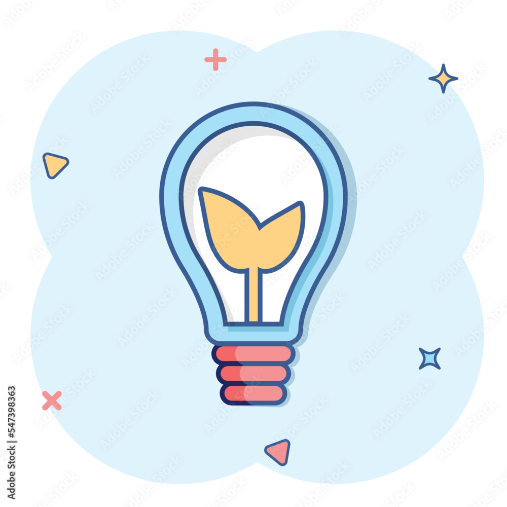 Light bulb icon in comic style. Lightbulb cartoon vector illustration ...