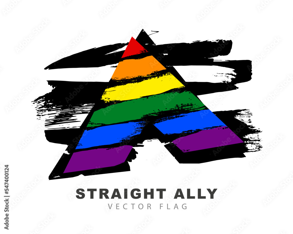 Flag of a straight ally. Gender equality. Colored brush strokes drawn ...