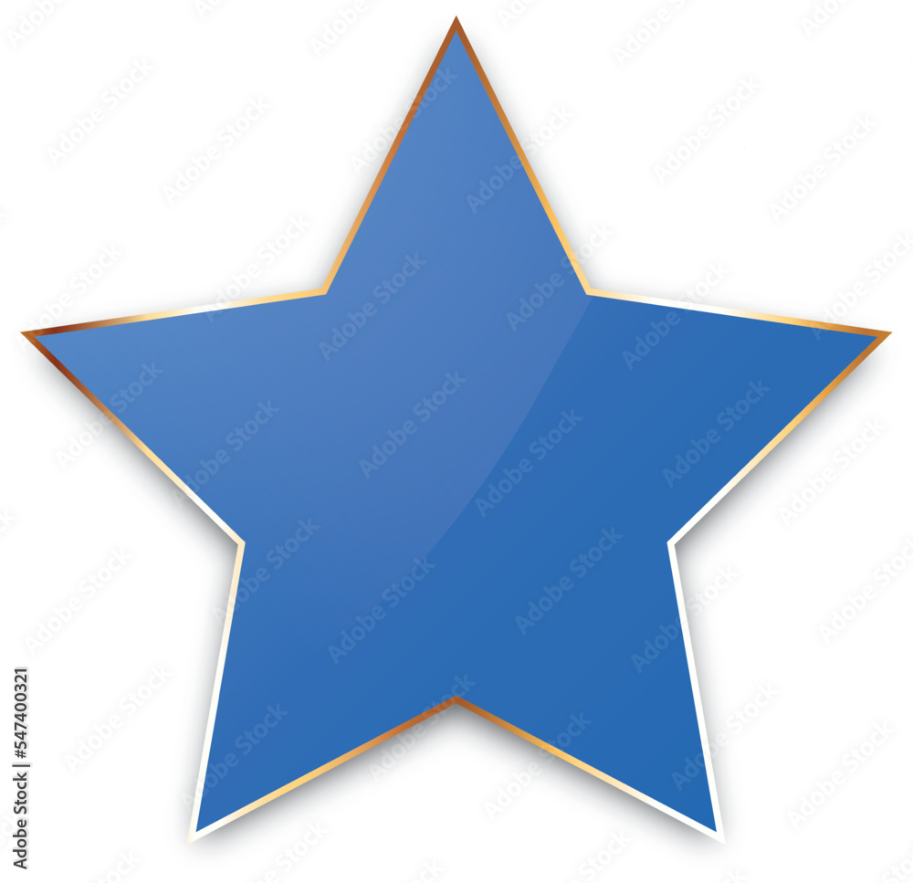 vector illustration of blue colored star shape banner with gold frame ...