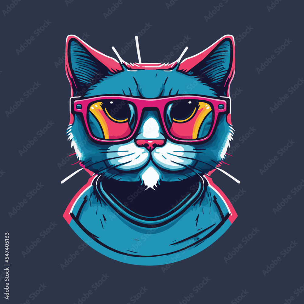 Cartoon Style of Cat Vector Logo Illustration Mascot Stock Vector ...