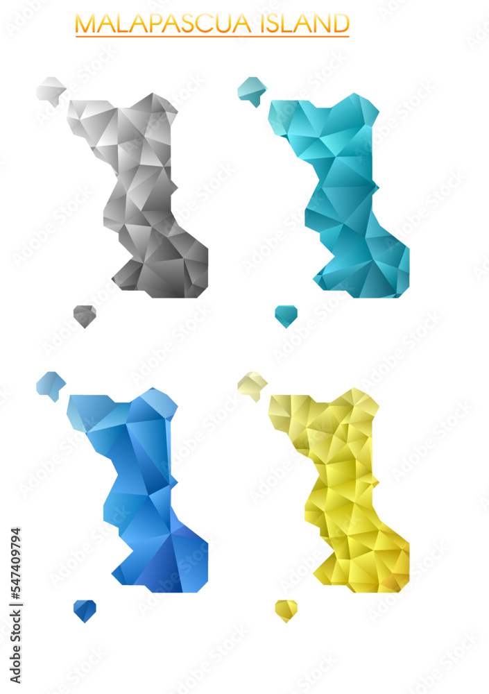 Set of vector polygonal maps of Malapascua Island. Bright gradient map ...